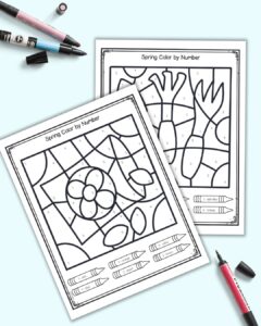 Free Printable Spring Color by Number Worksheets - The Artisan Life
