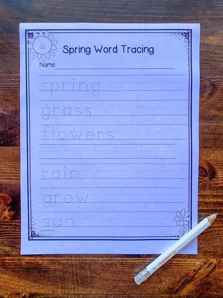 Free Printable Spring Word Tracing Worksheet - The Artisan Life