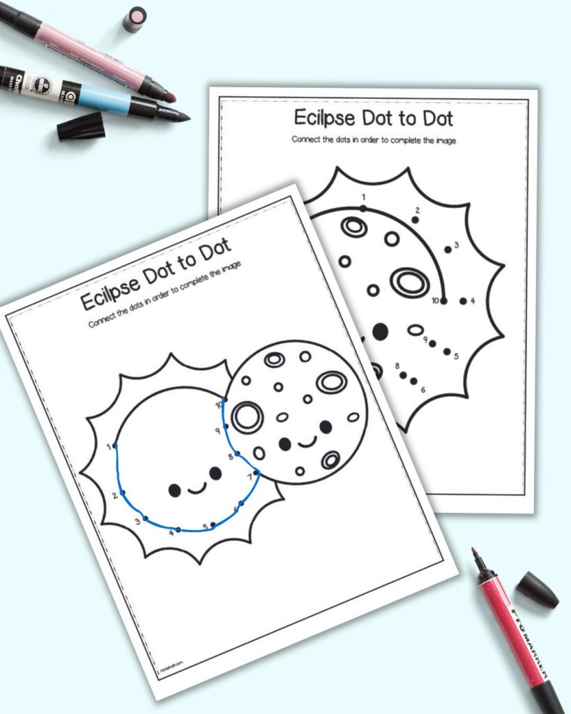 Solar Eclipse Connect the Dots Free Printables - The Artisan Life