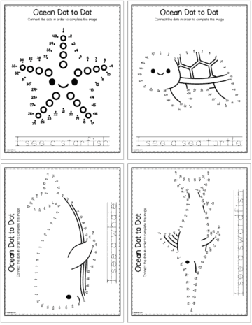 Ocean Animals Connect the Dots Free Printables - The Artisan Life