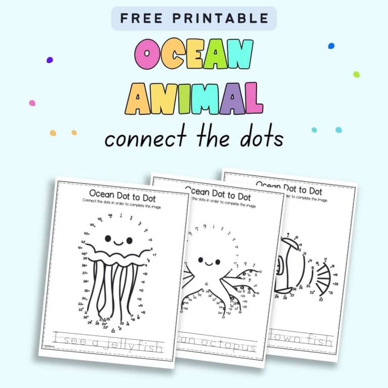 Ocean Animals Connect the Dots Free Printables - The Artisan Life