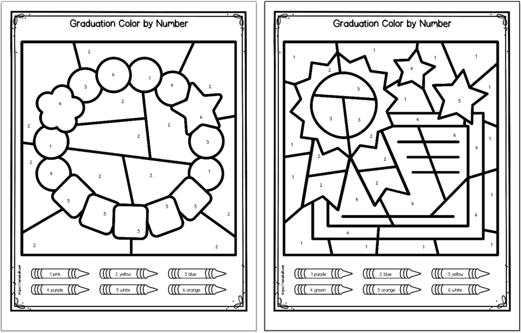 Free Printable Graduation Color by Number Worksheets - The Artisan Life