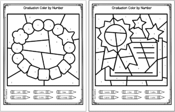 Free Printable Graduation Color by Number Worksheets - The Artisan Life