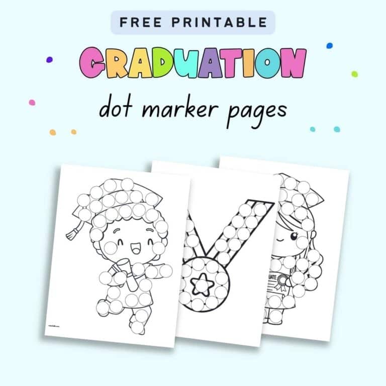 Free Printable Graduation Dot Marker Coloring Pages - The Artisan Life