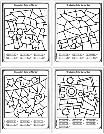 Free Printable Graduation Color by Number Worksheets - The Artisan Life