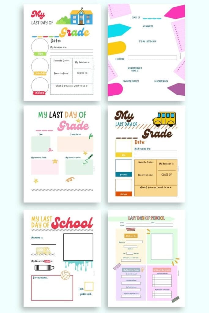 Free Printable Last Day of School Questionnaires - The Artisan Life
