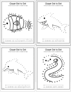Ocean Animals Connect the Dots Free Printables - The Artisan Life
