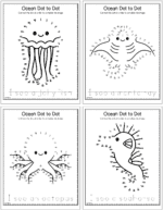 Ocean Animals Connect the Dots Free Printables - The Artisan Life