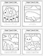 Ocean Animals Tracing and Coloring Pages - The Artisan Life