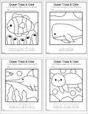 Ocean Animals Tracing and Coloring Pages - The Artisan Life
