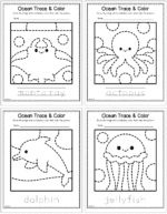 Ocean Animals Tracing and Coloring Pages - The Artisan Life