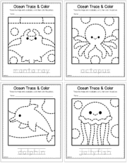 Ocean Animals Tracing and Coloring Pages - The Artisan Life