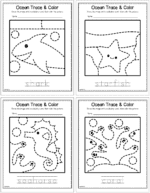 Ocean Animals Tracing and Coloring Pages - The Artisan Life
