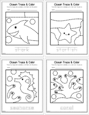 Ocean Animals Tracing and Coloring Pages - The Artisan Life