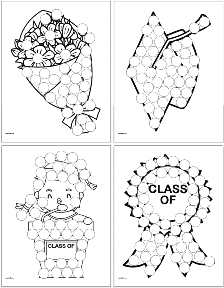 Free Printable Graduation Dot Marker Coloring Pages - The Artisan Life