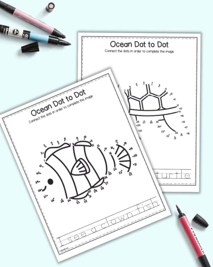 Ocean Animals Connect the Dots Free Printables - The Artisan Life