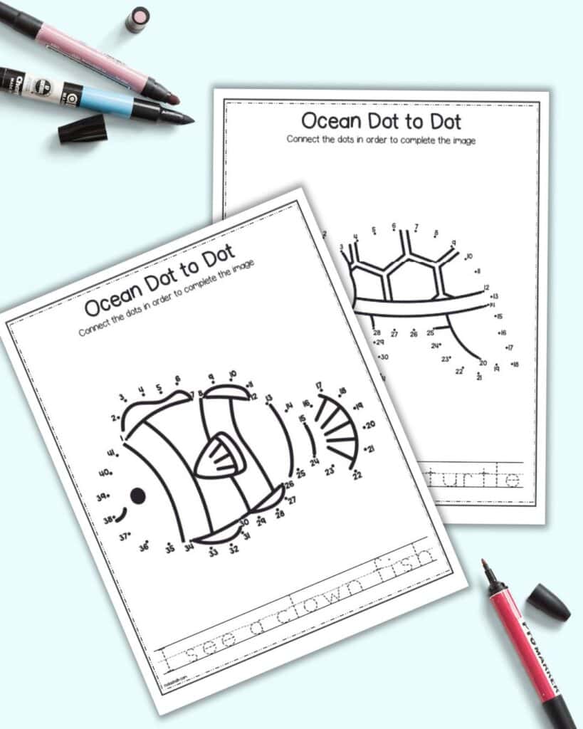 Ocean Animals Connect the Dots Free Printables - The Artisan Life