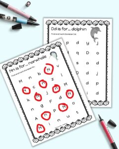 Free Printable Ocean Alphabet Find the Letters Worksheets - The Artisan ...