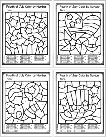 Fourth of July Color by Number Worksheets 1-20 - The Artisan Life