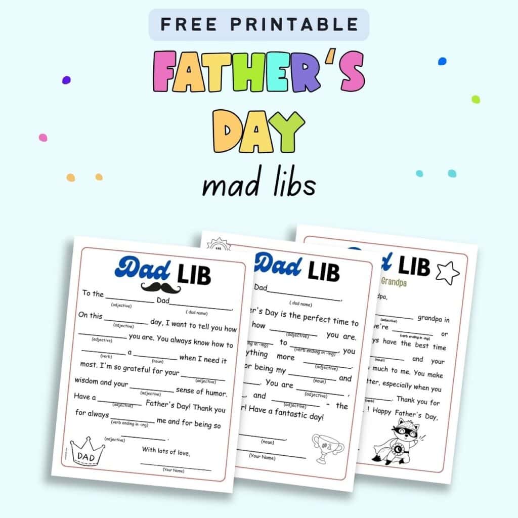 Father's Day Mad Lib Free Printable - The Artisan Life