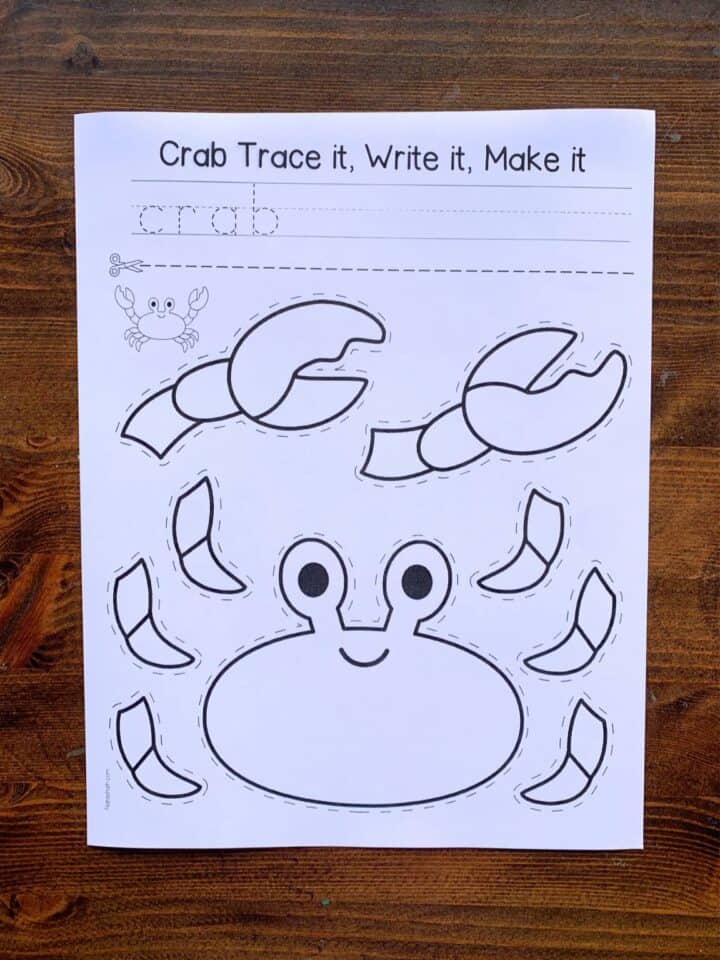 Free Printable Cut and Paste Crab Craft - The Artisan Life