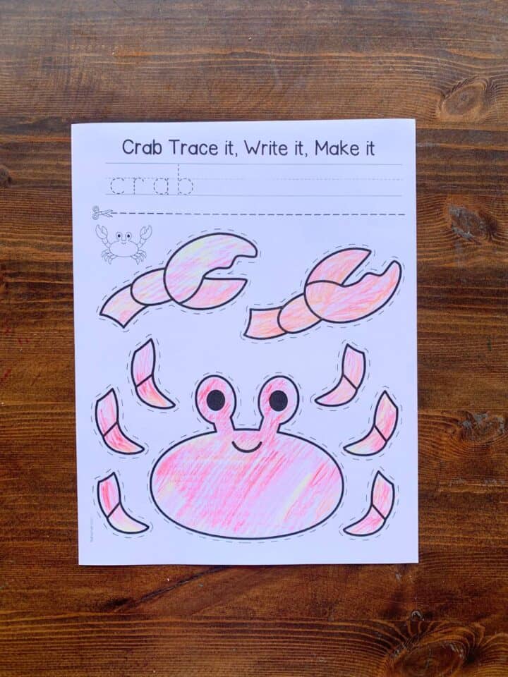 Free Printable Cut and Paste Crab Craft - The Artisan Life
