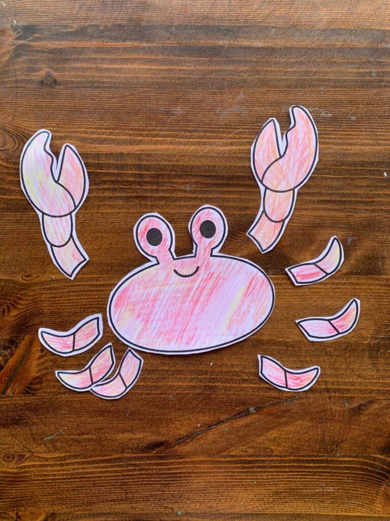 Free Printable Cut and Paste Crab Craft - The Artisan Life