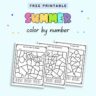 Free Printable Summer Color by Number Worksheets 1-20 - The Artisan Life