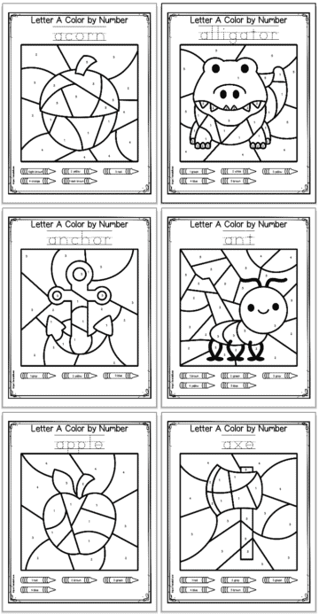 Free Printable Letter A Color by Number Worksheets - The Artisan Life