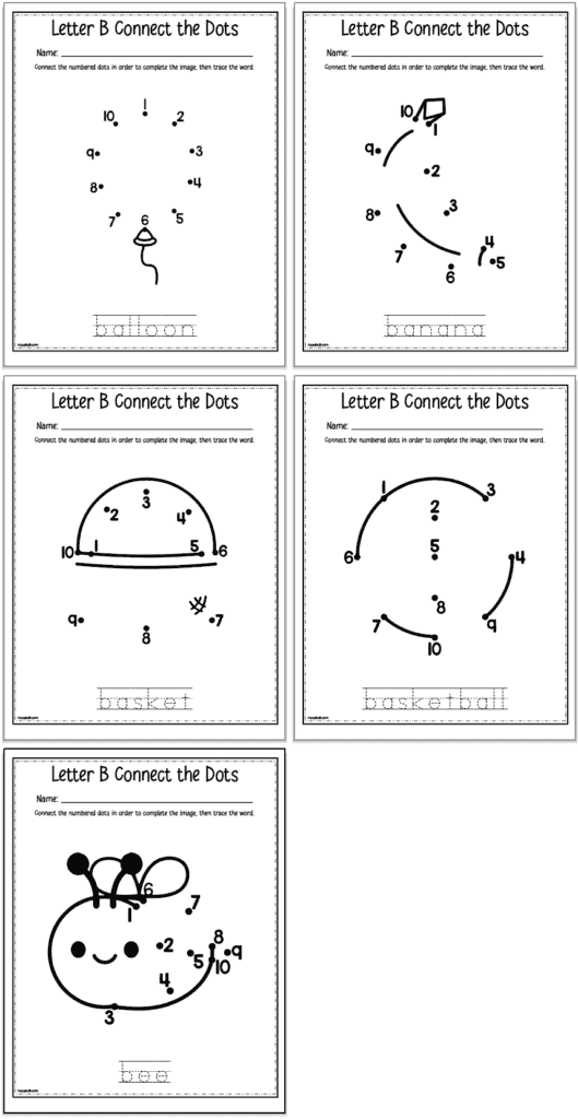 Letter B Connect the Dots Worksheets - The Artisan Life