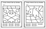 Free Printable Ocean Animal Color by Number Worksheets 1-20 - The ...