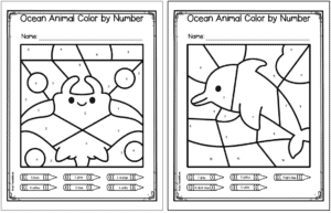 Free Printable Ocean Animal Color by Number Worksheets 1-20 - The ...