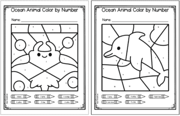 Free Printable Ocean Animal Color by Number Worksheets 1-20 - The ...