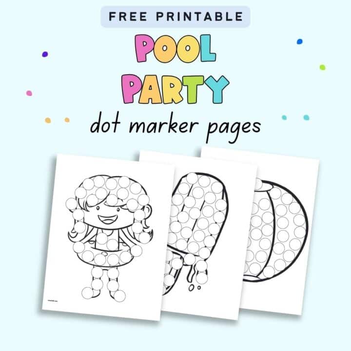 Free Printable Pool Party Day Dot Marker Coloring Pages - The Artisan Life