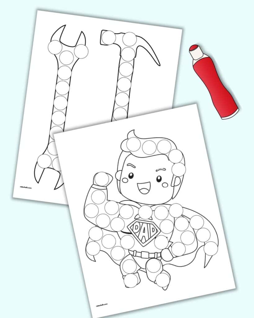 Free Printable Father's Day Dot Marker Coloring Pages - The Artisan Life