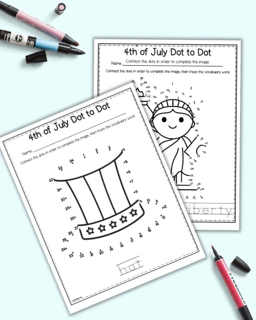 Fourth of July Connect the Dots Free Printables - The Artisan Life