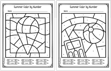 Free Printable Summer Color by Number Worksheets 1-20 - The Artisan Life