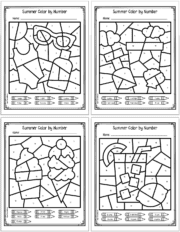 Free Printable Summer Color by Number Worksheets 1-20 - The Artisan Life