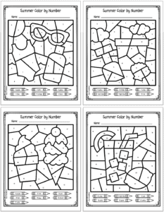 Free Printable Summer Color by Number Worksheets 1-20 - The Artisan Life