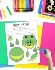 Free Printable Letter A Craft - Cut and Paste Alligator - The Artisan Life