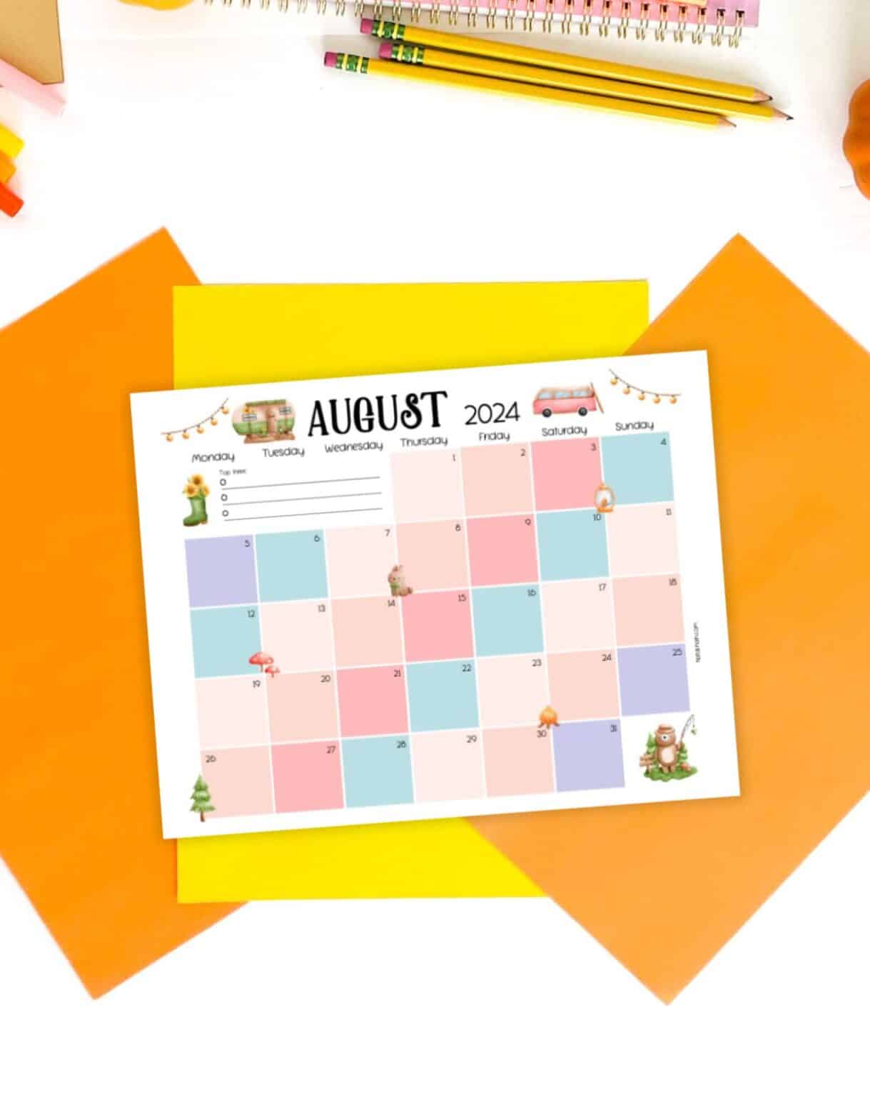 Free Printable August Calendar for 2024 - The Artisan Life