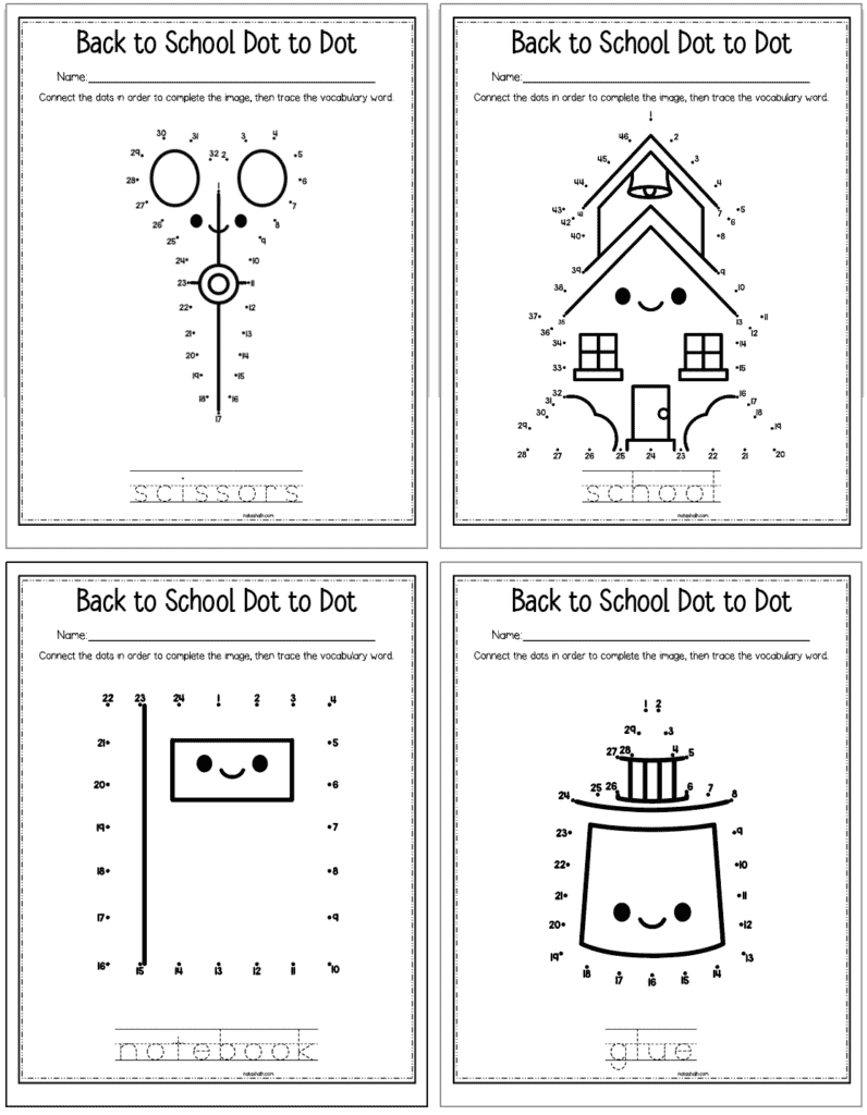 Free Printable Back to School Connect the Dots Worksheets - The Artisan ...