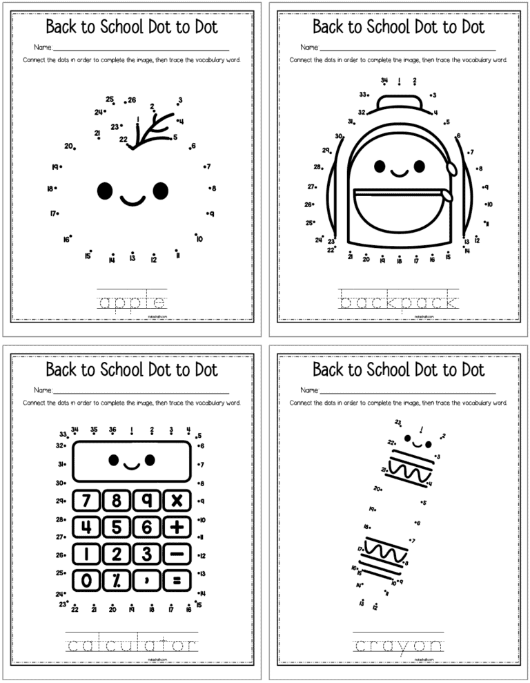 Free Printable Back to School Connect the Dots Worksheets - The Artisan ...