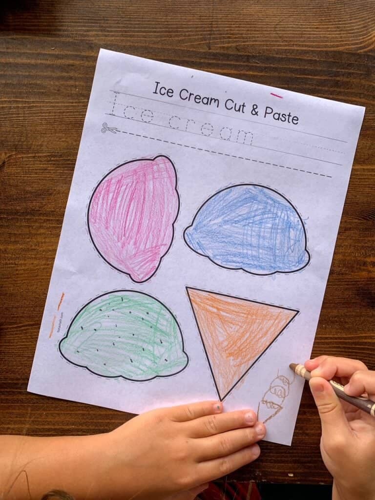 Free Printable Ice Cream Cut and Paste Craft - The Artisan Life
