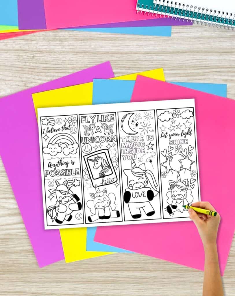 Free Unicorn Bookmark Coloring Pages Printable - The Artisan Life