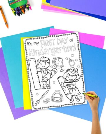 Free Printable First Day of Kindergarten Coloring Page - The Artisan Life