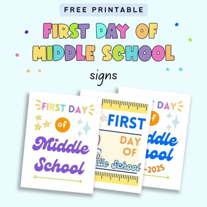 First day of Middle School Sign Free Printables - The Artisan Life