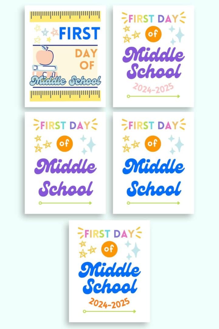 First day of Middle School Sign Free Printables - The Artisan Life
