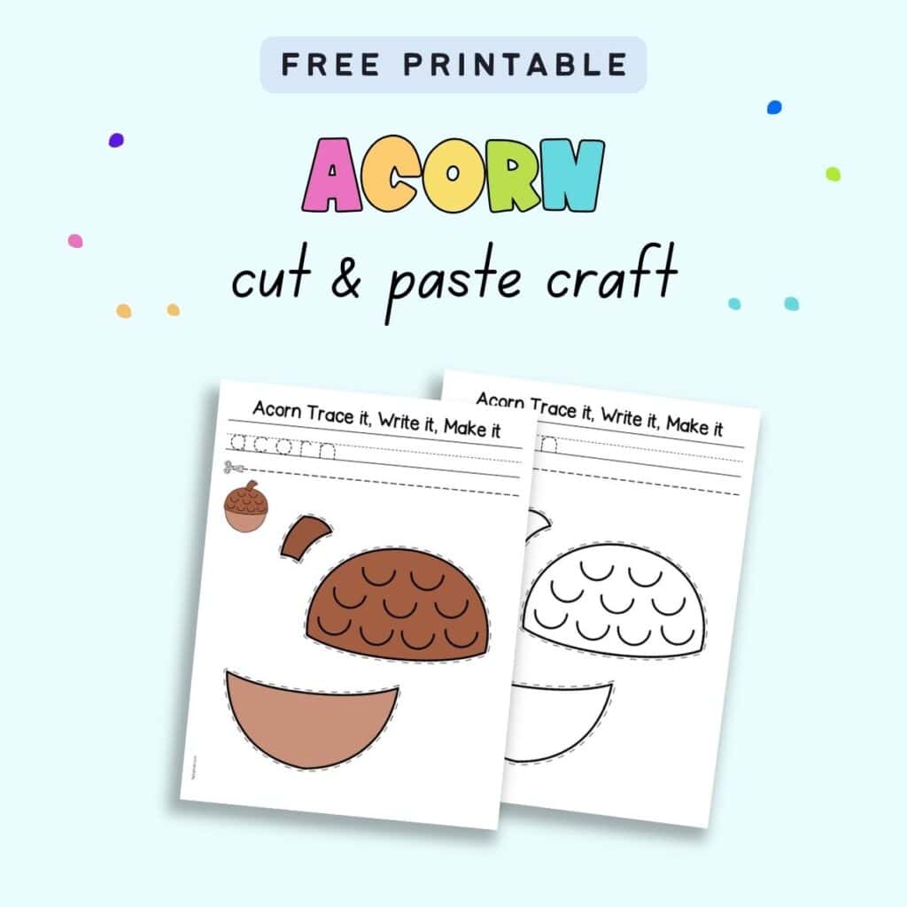 Free Printable Acorn Cut and Paste Craft - The Artisan Life