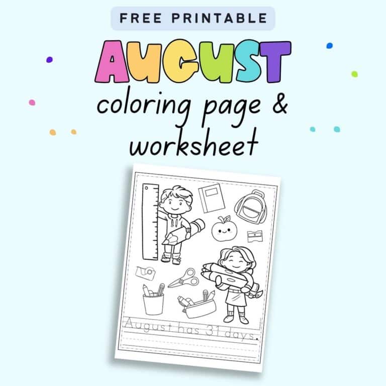 Free Printable August Coloring Page Kindergarten Worksheet - The ...